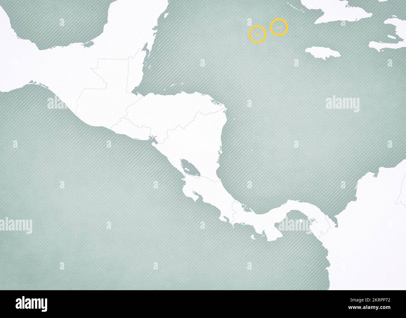 Cayman Islands on the map of Central America with softly striped ...