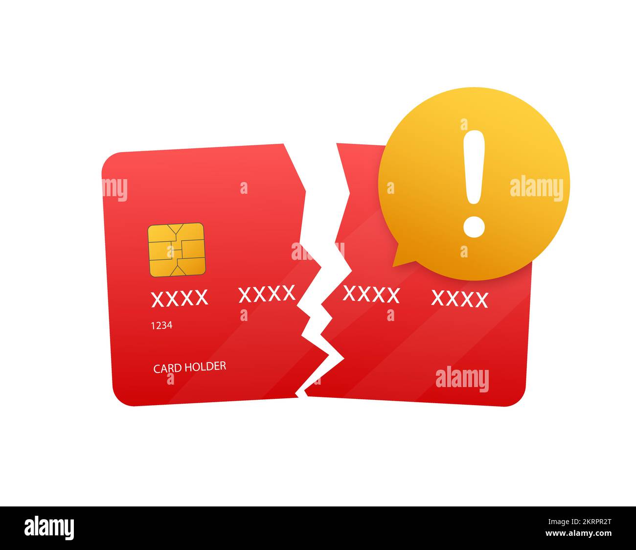 Broken credit card. Debt bankruptcy. Failed money transaction. Vector ...