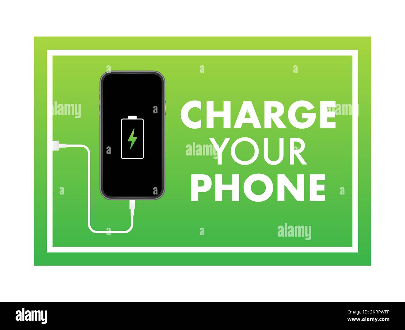 Charge your phone, Recharging battery sign, label. Vector stock ...