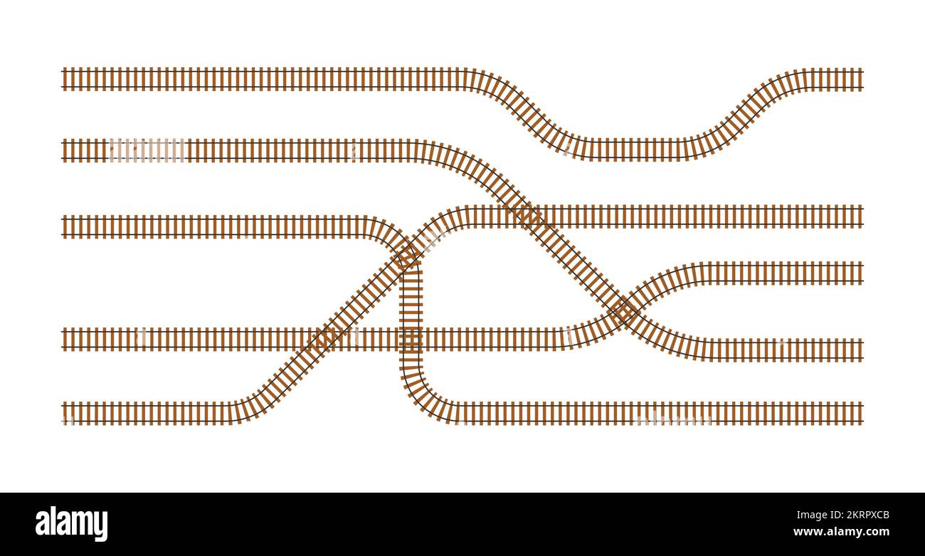 Railroad Tracks Railway Train Track Rails And Sleepers Vector Stock