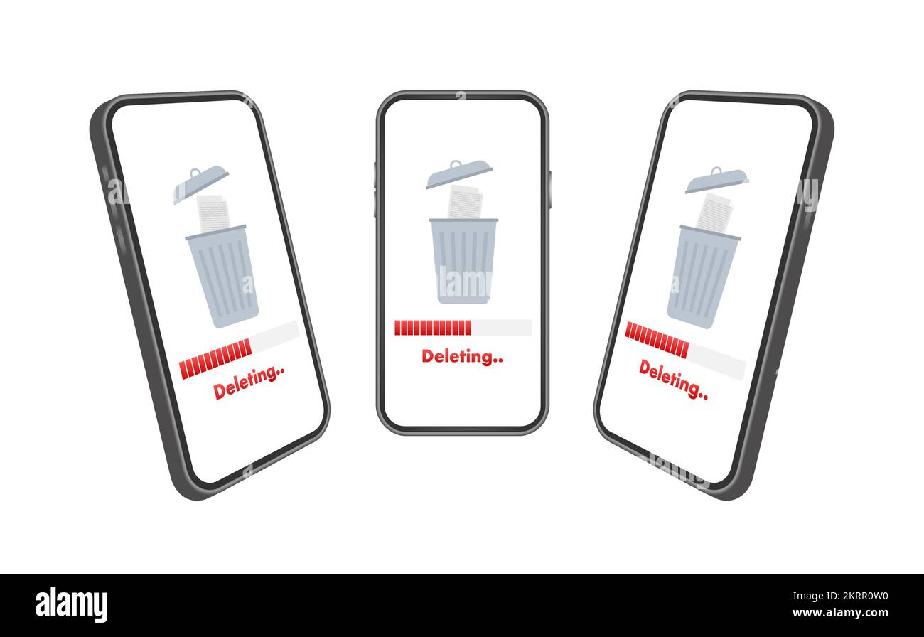 Process Delete file in paper. Remove document on smartphone screen ...