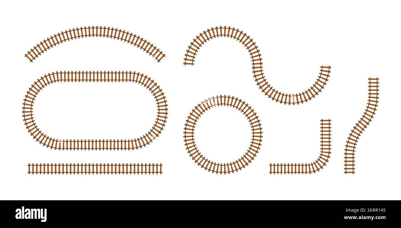 Railroad Tracks Railway Train Track Rails And Sleepers Vector Stock