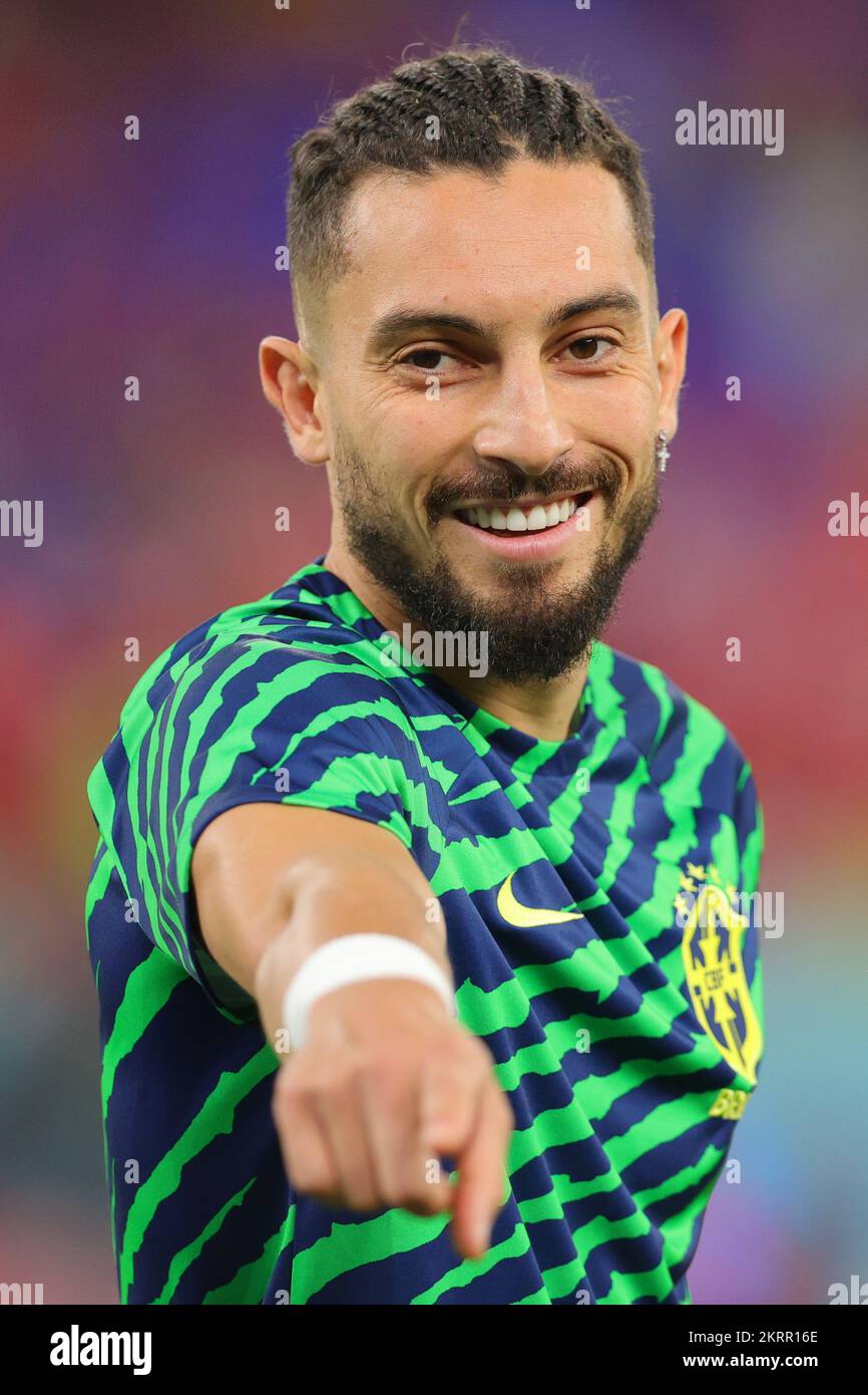 Doha, Qatar. 28th Nov, 2022. Alex Telles of Brazil warms up during the ...