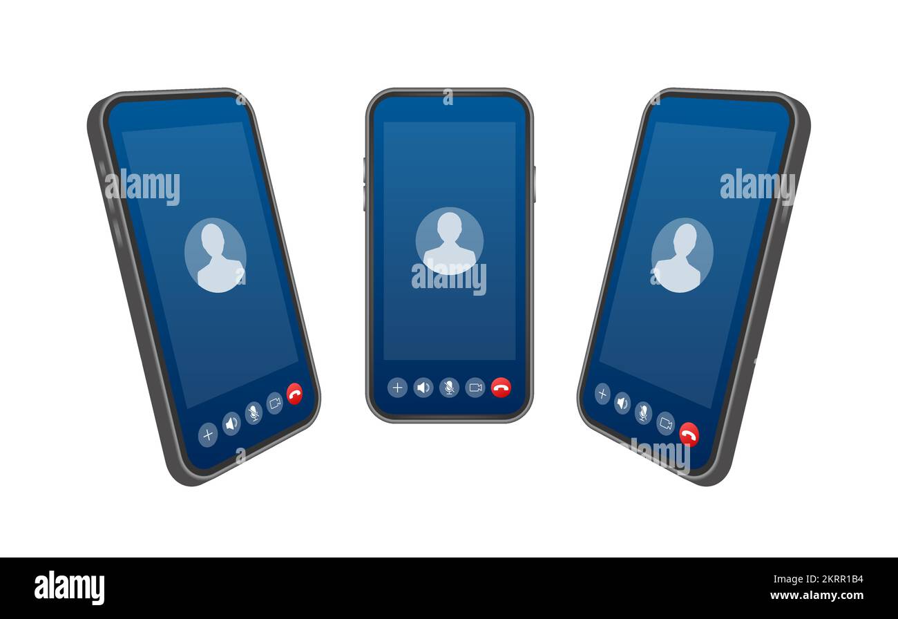 Incoming video call on laptop. Laptop with incoming call, man profile ...