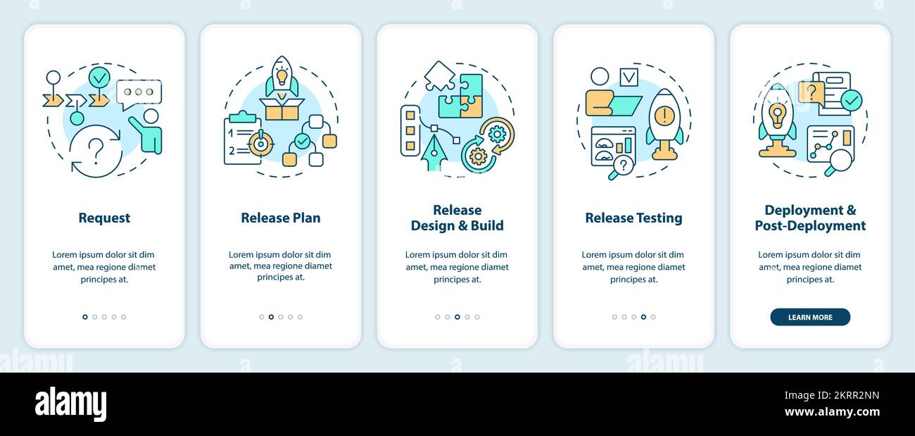 Successful release management process onboarding mobile app screen ...