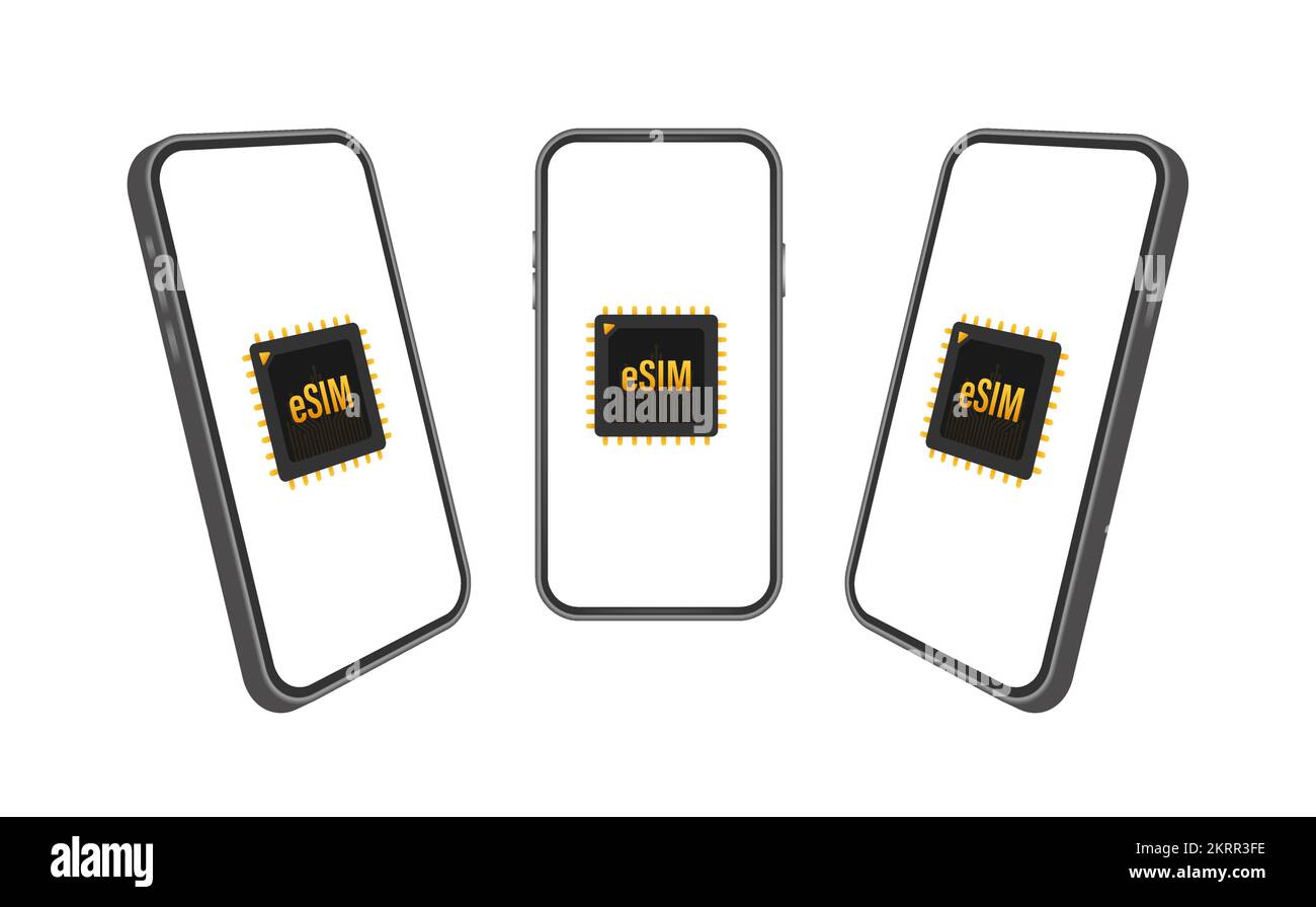 eSIM card chip sign. Embedded SIM concept. New mobile communication ...