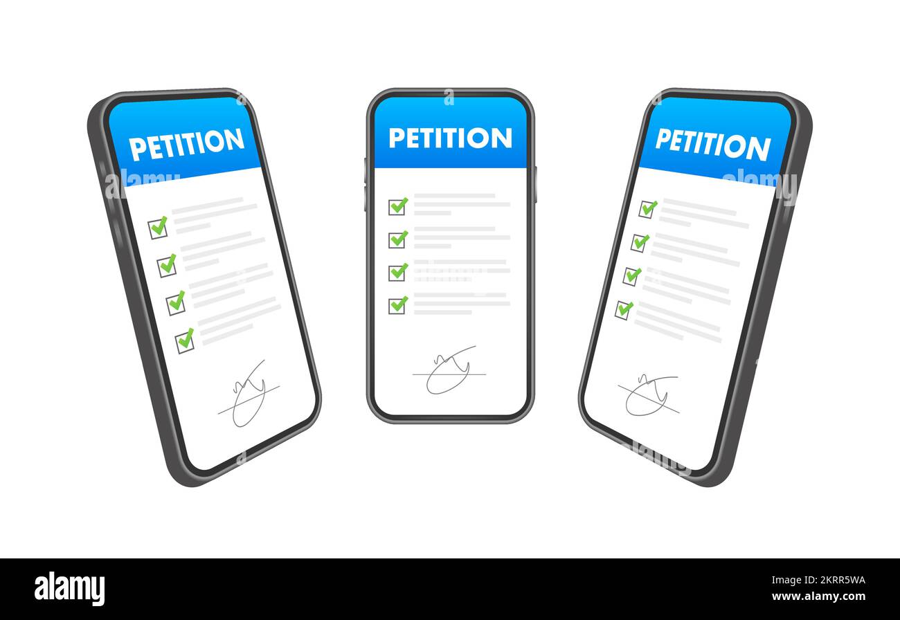 Petition form on phone screen. Making choice, democracy. Public welfare ...