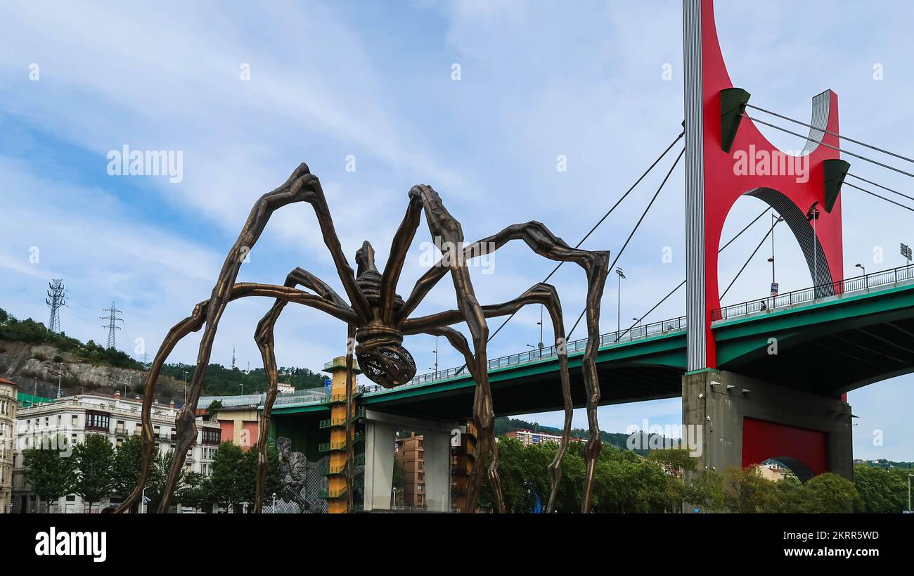 Spider sculpture called mama next to La Salve bridge in Bilbao, Basque ...