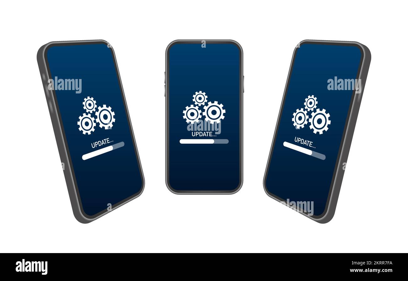 System Software Update Data Update Or Synchronize With Progress Bar On The Smartphone Screen