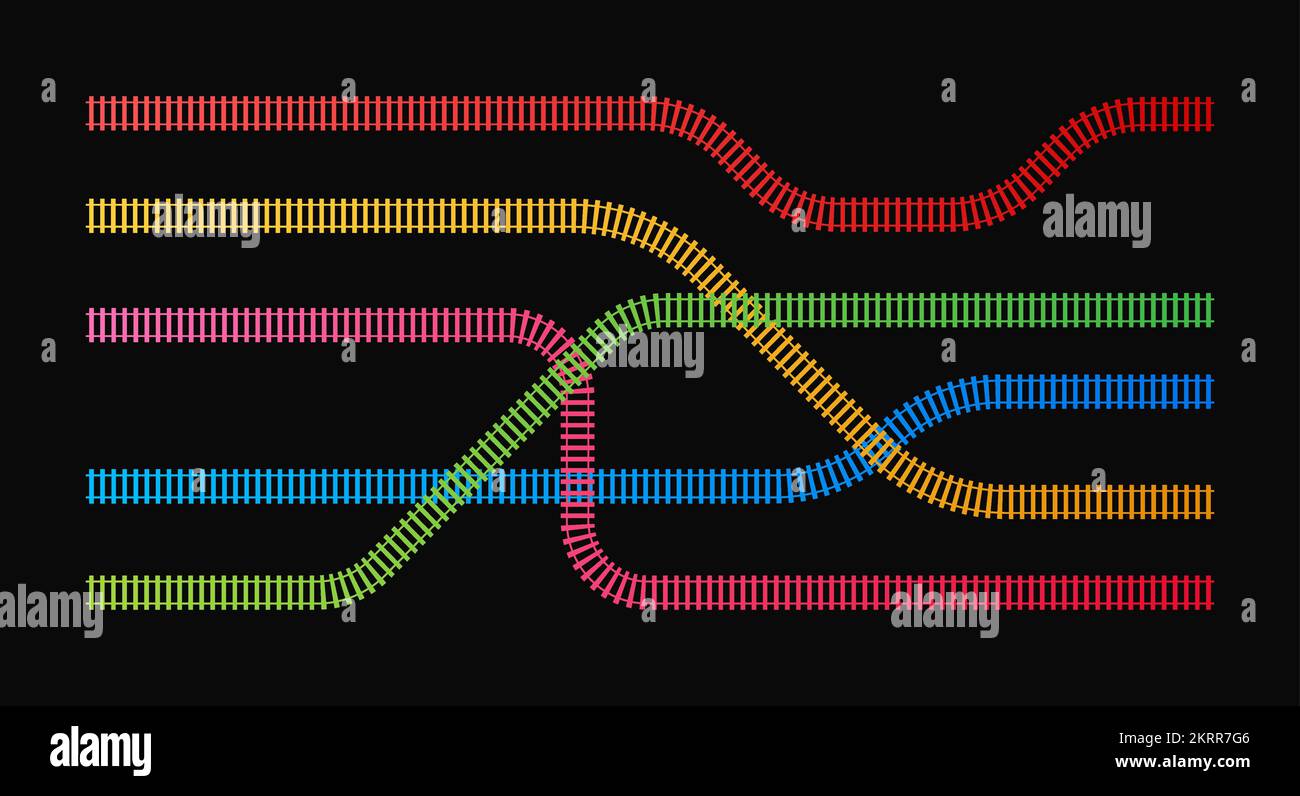 Railroad Tracks Railway Train Track Rails And Sleepers Vector Stock