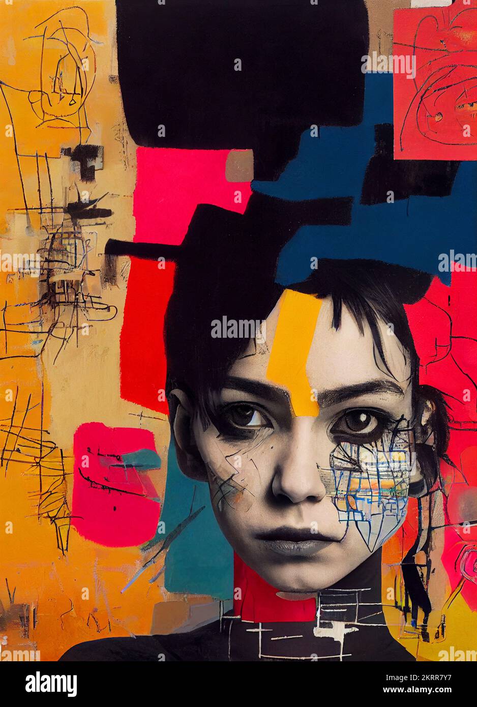 Photo collage woman hand drawing hi-res stock photography and images ...