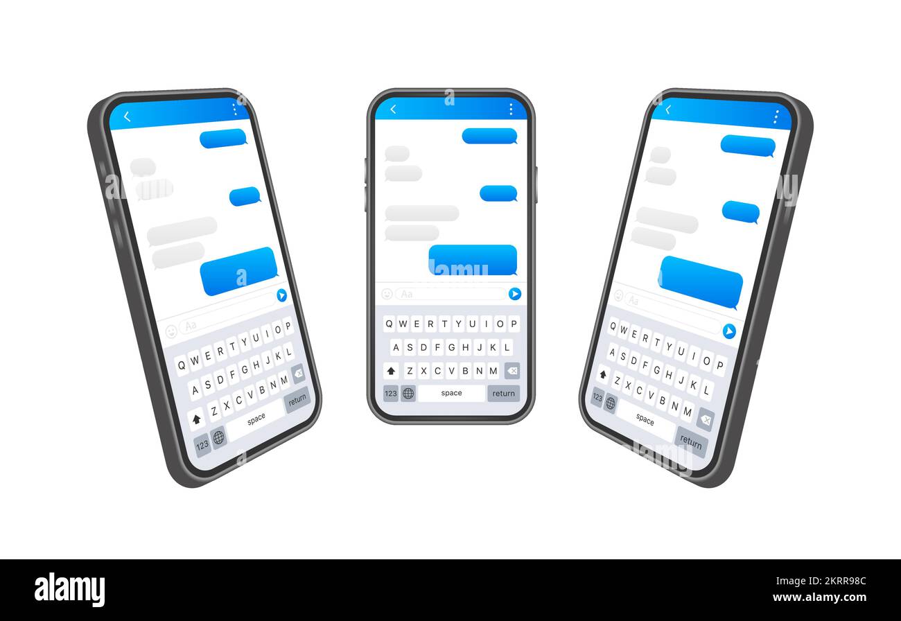 Chat Interface Application with Dialogue window. Clean Mobile UI Design Concept. Sms Messenger ...