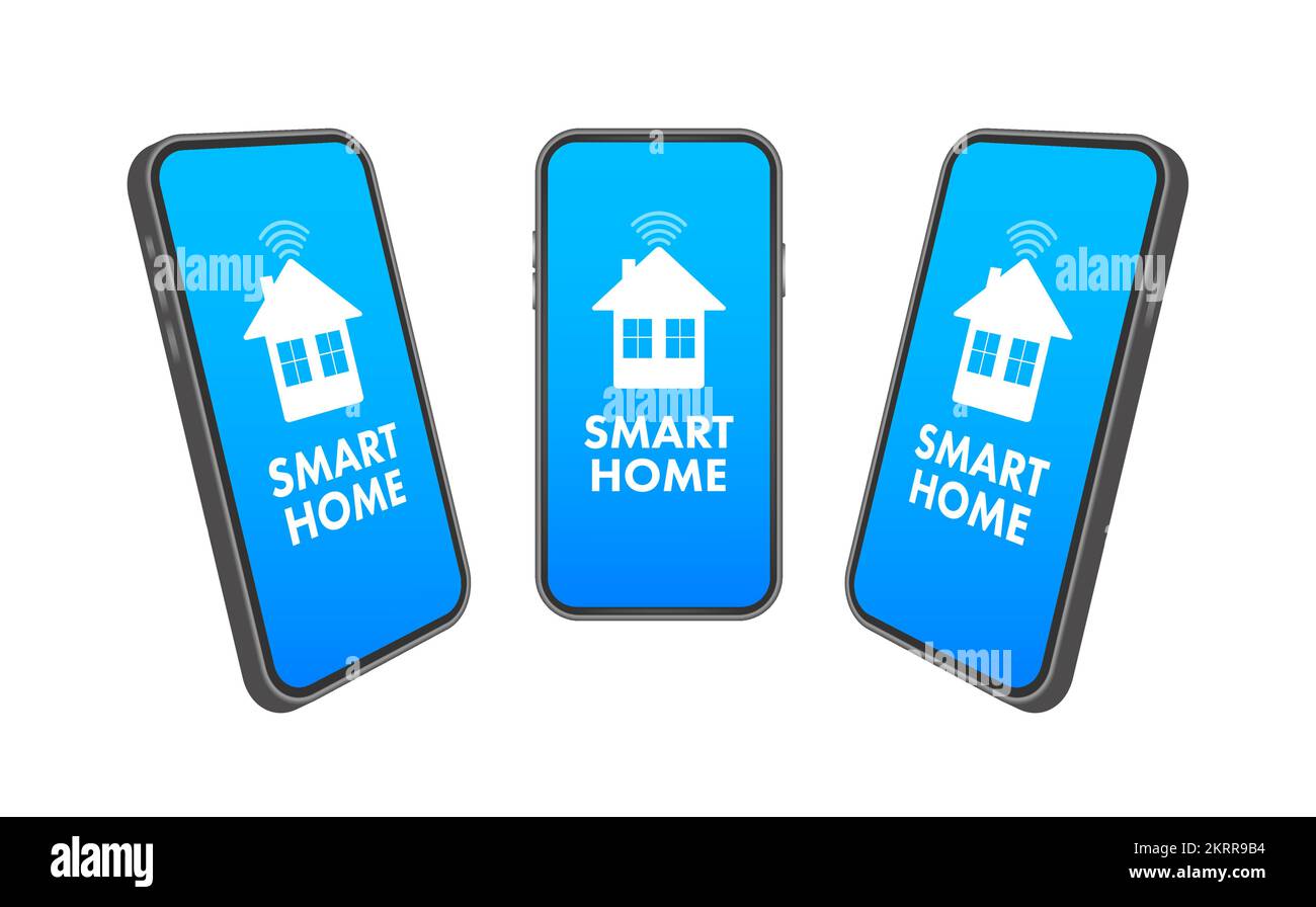 Smart home concept. Smart systems and technology on smartphone screen ...