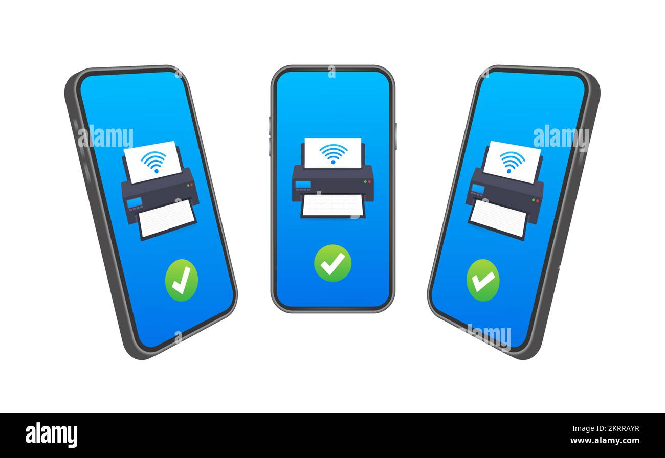 Printer icon with wifi wireless symbol. Wireless printer. Vector stock ...