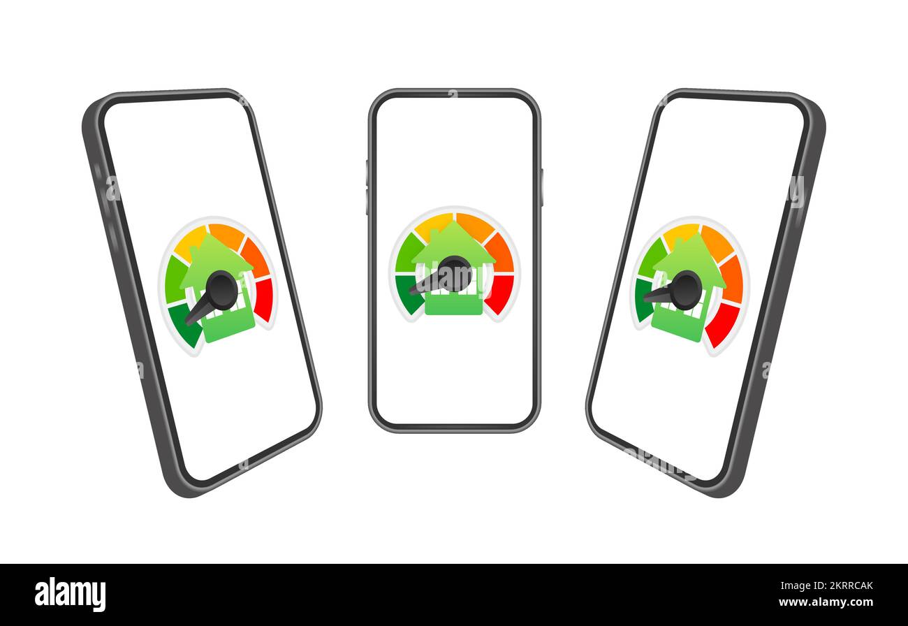 Energy efficient chart on smartphone. Green energy. Vector stock ...