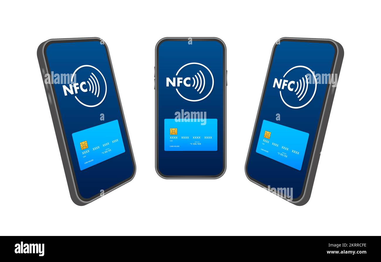 Contactless wireless pay sign logo. NFC technology. Vector stock ...