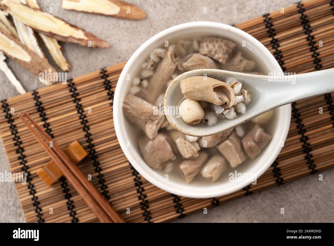 Four Tonics Soup. Delicious homemade Taiwanese traditional Chinese herb ...