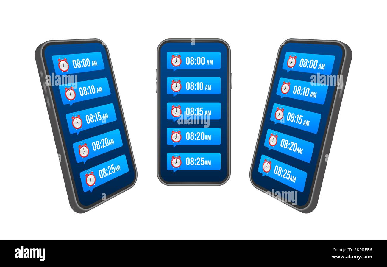 Cartoon mockup with black alarm smartphone. Smartphone mockup. Calendar ...