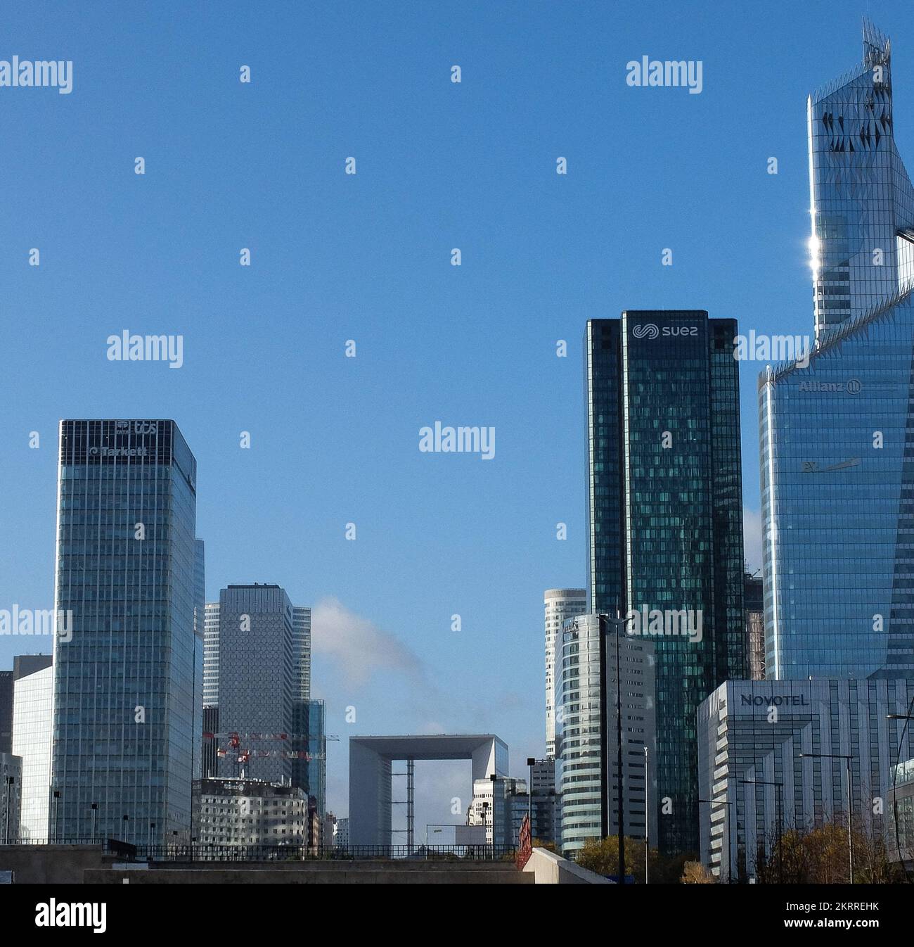 Illustration of the towers of the La Defense business district in Paris ...
