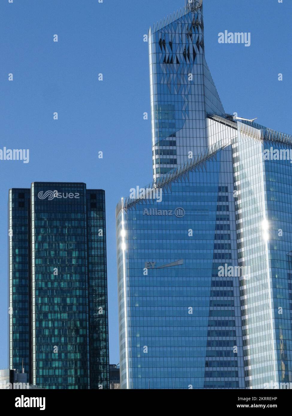 Illustration of the towers of the La Defense business district in Paris ...