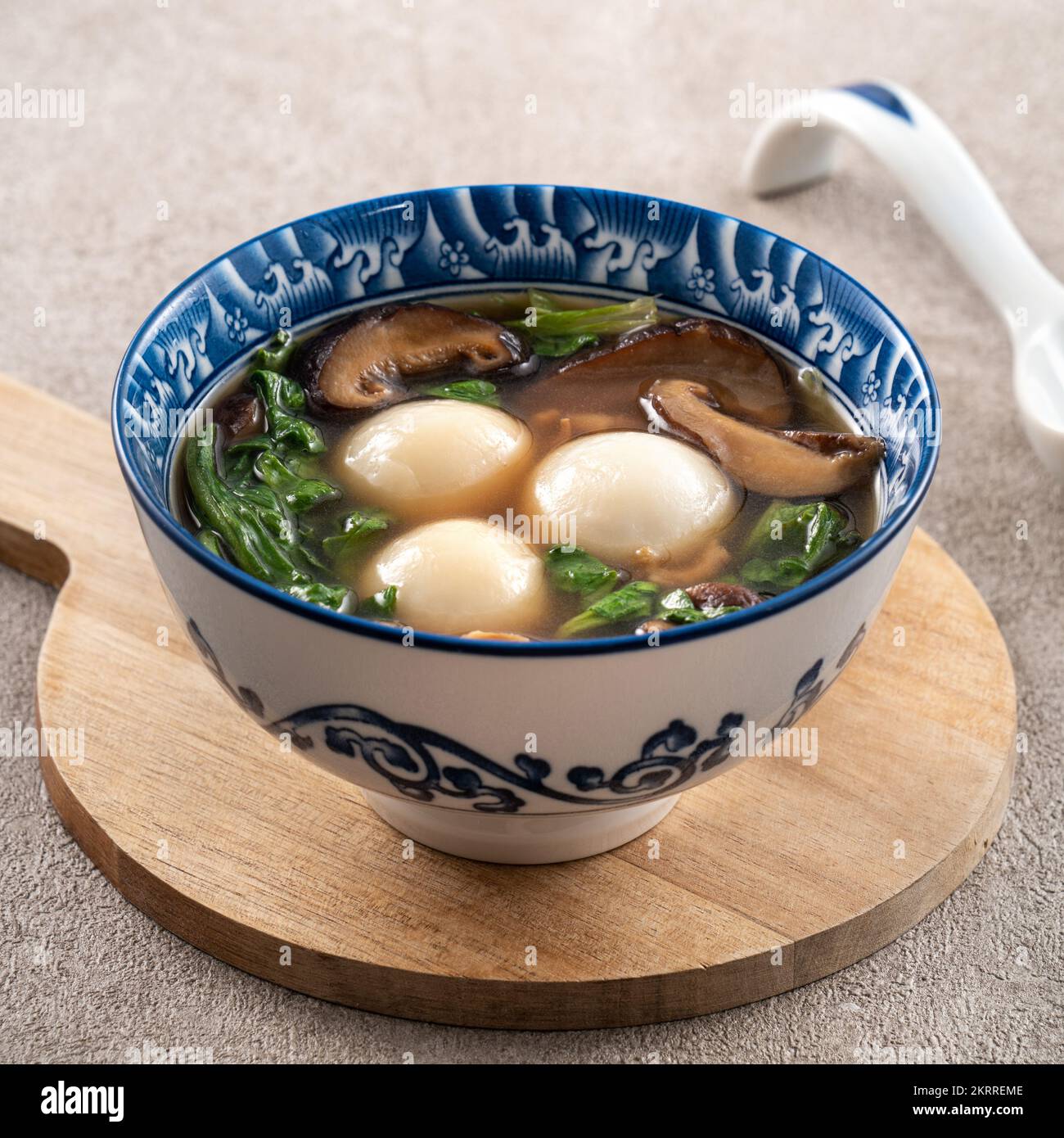 Eating big tangyuan yuanxiao (tang yuan, glutinous rice dumpling balls ...