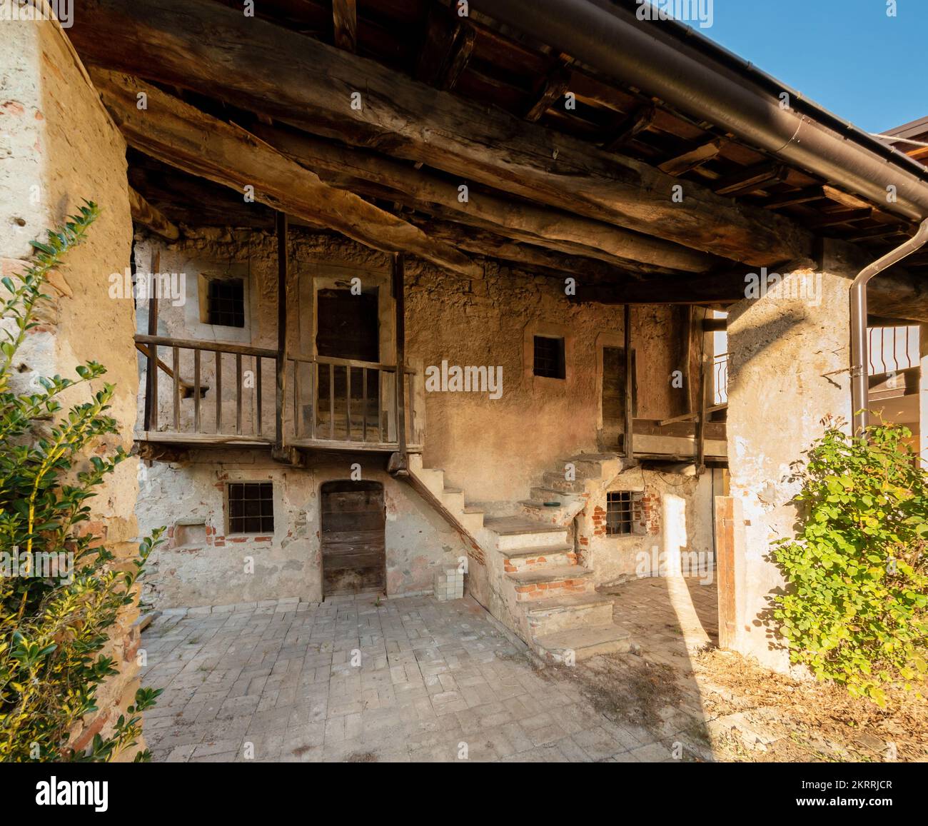 Old rustic mountain house with wooden balconies in Boves village in ...