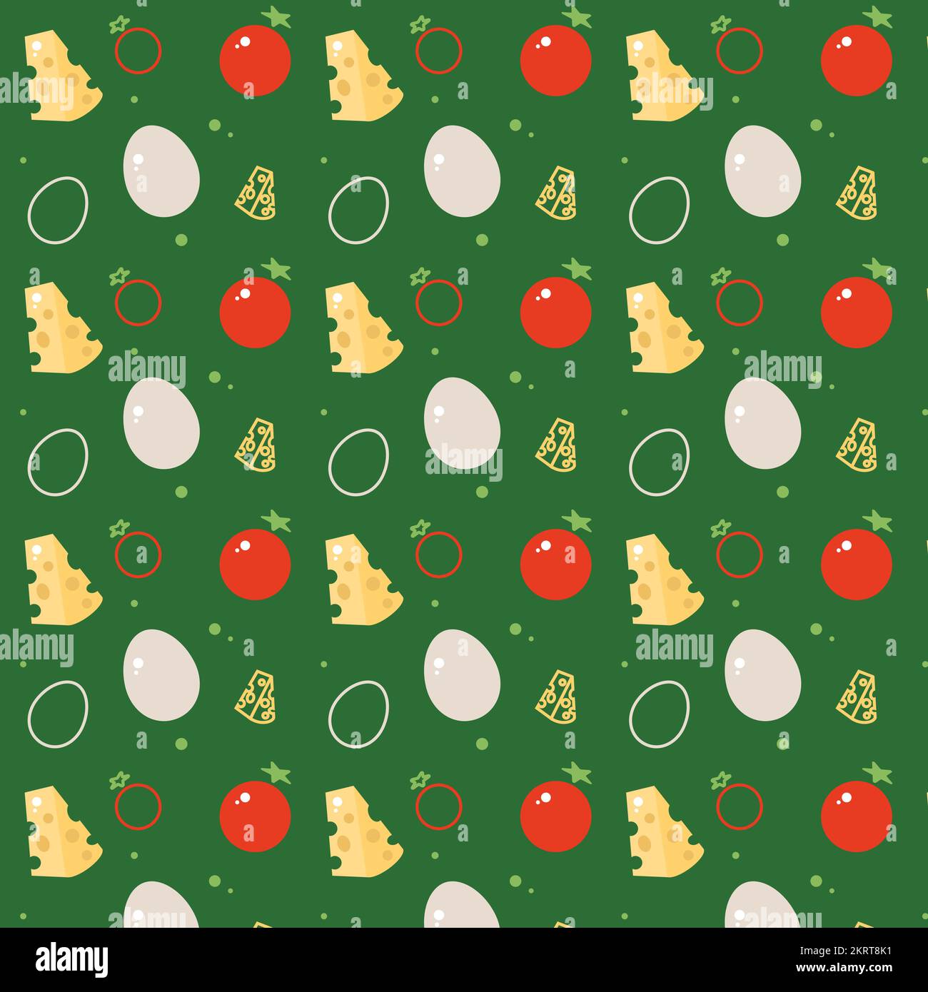 Seamless pattern with tomato, egg, and hard cheese. Breakfast wallpaper ...