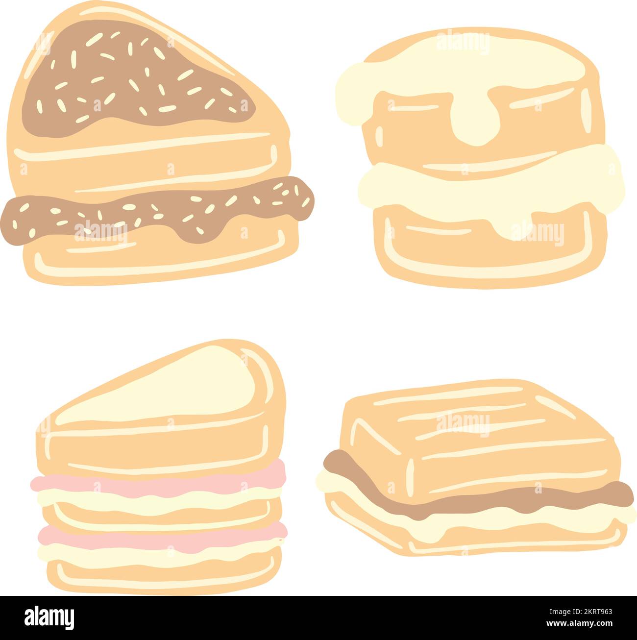 Sponge Cake With Filling and Icing Illustration Icon Collection in ...