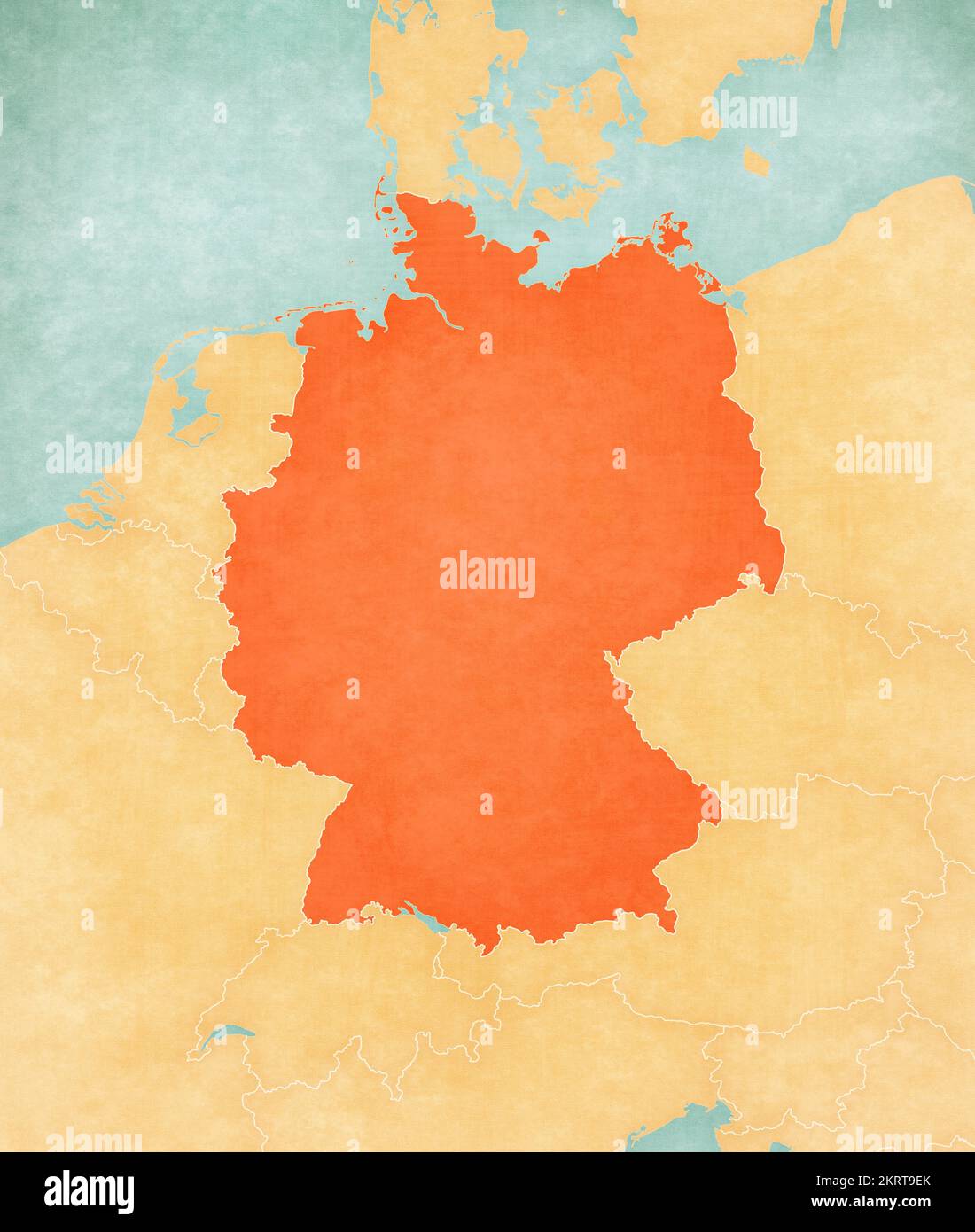 Map of Germany in soft grunge and vintage style, like old paper with ...