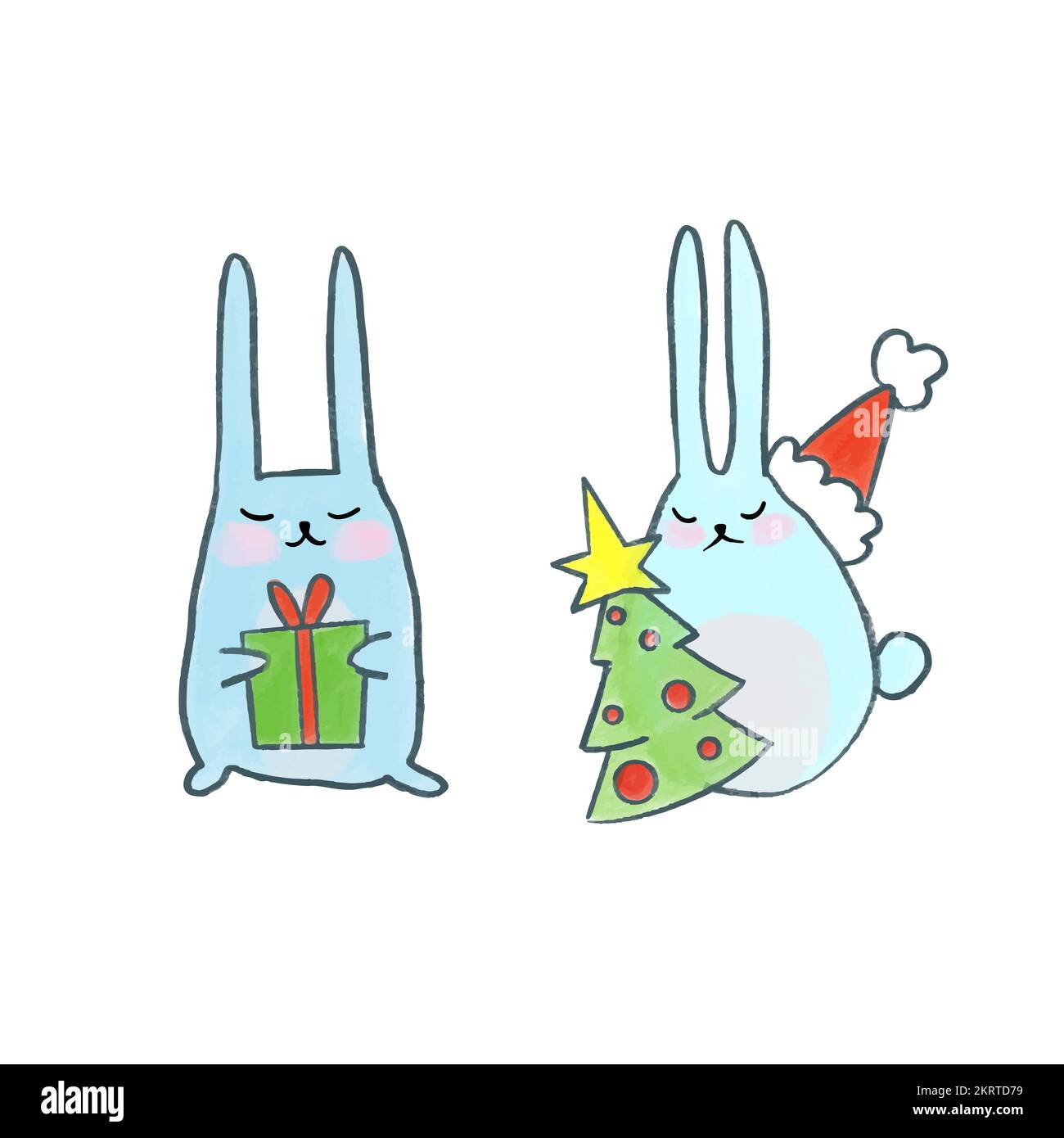 Happy New Year 2023, group of cute white funny rabbit heads set, bunny ...