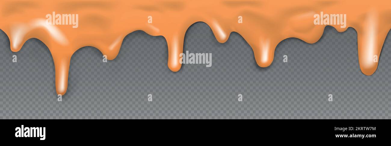 Yellow flowing caramel, no background, panoramic transparent template ...