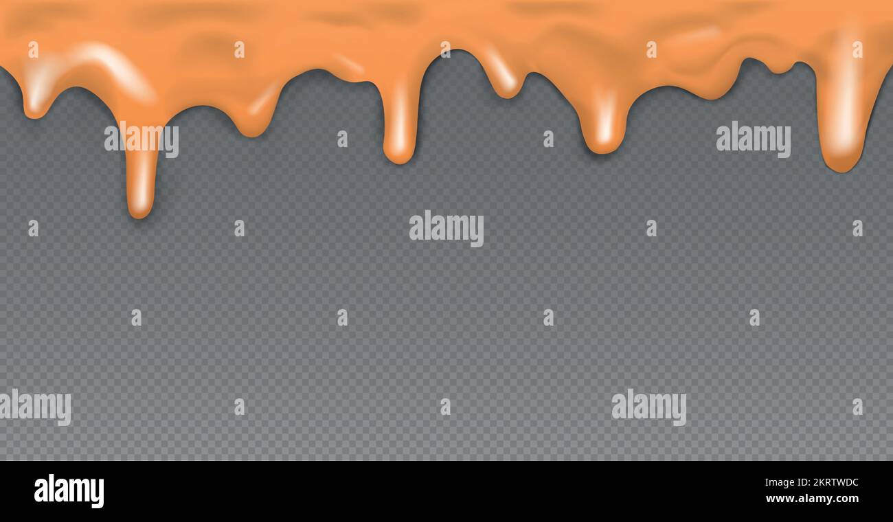 Yellow flowing caramel, no background, panoramic transparent template ...