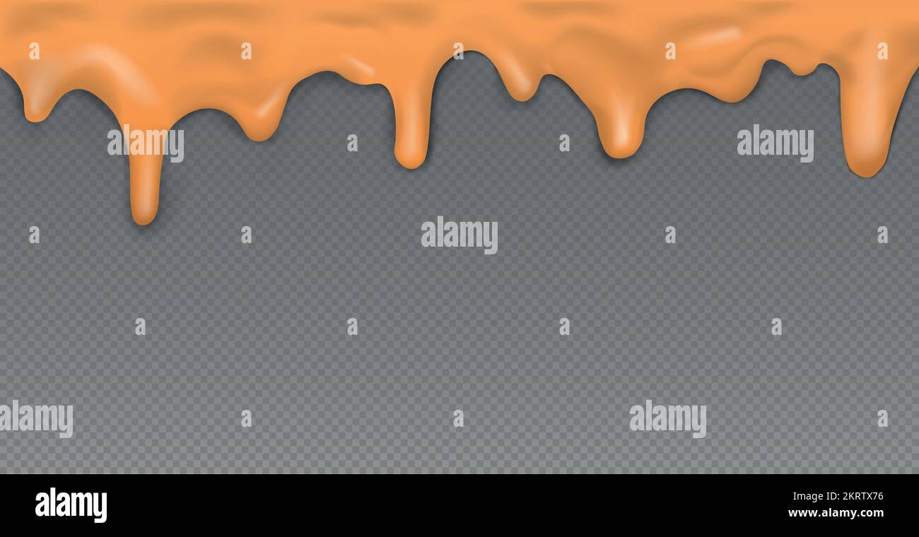 Yellow flowing caramel, no background, panoramic transparent template ...
