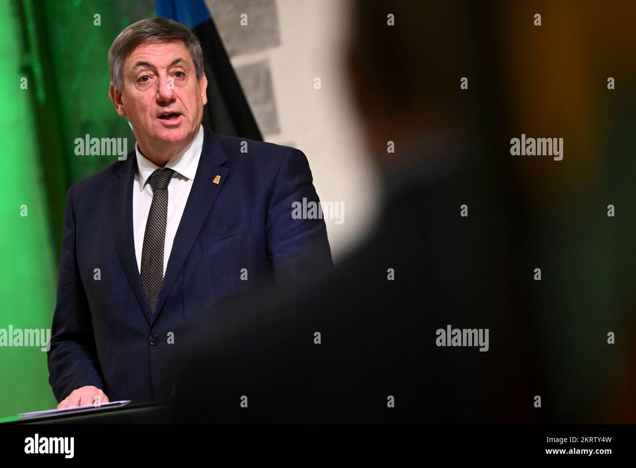 Flemish Minister President Jan Jambon pictured during a visit to Tallinn, Estonia, during a ...
