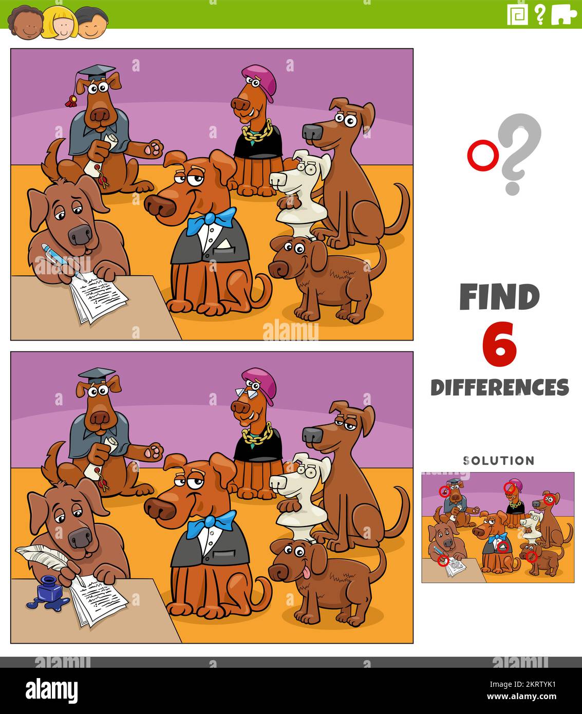 Cartoon illustration of finding the differences between pictures ...
