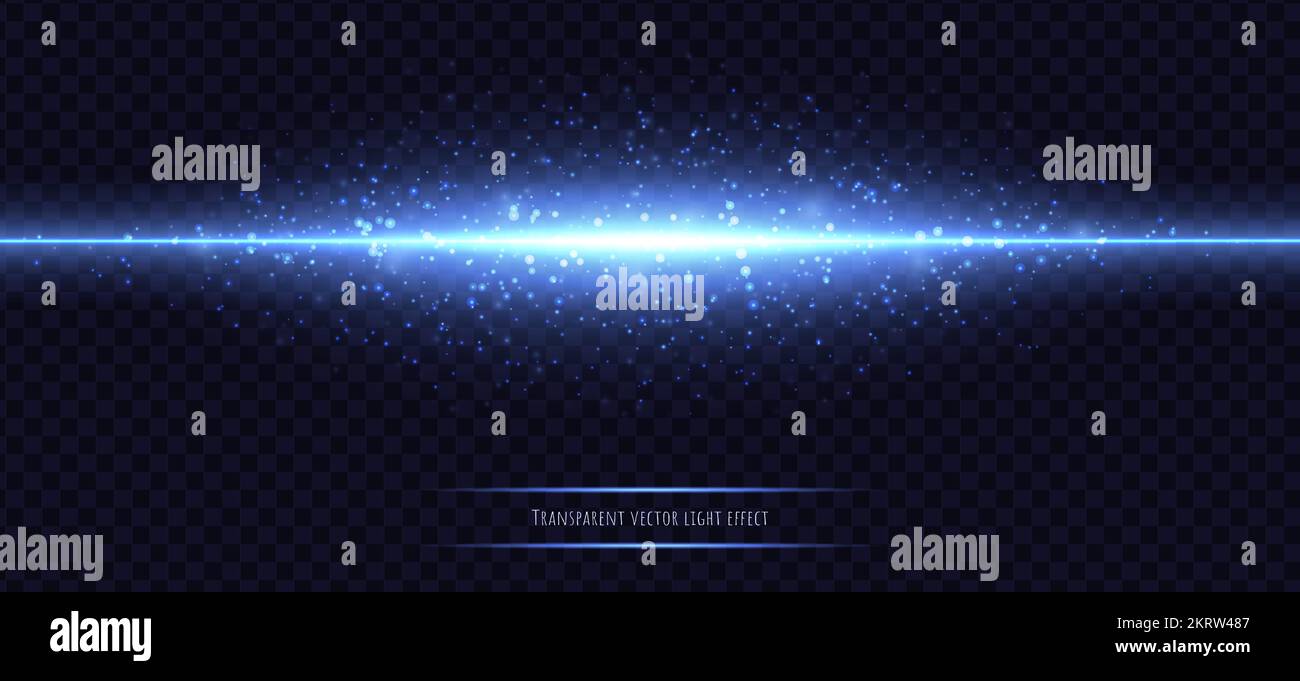 Glowing blue line with light effect isolated on dark transparent ...