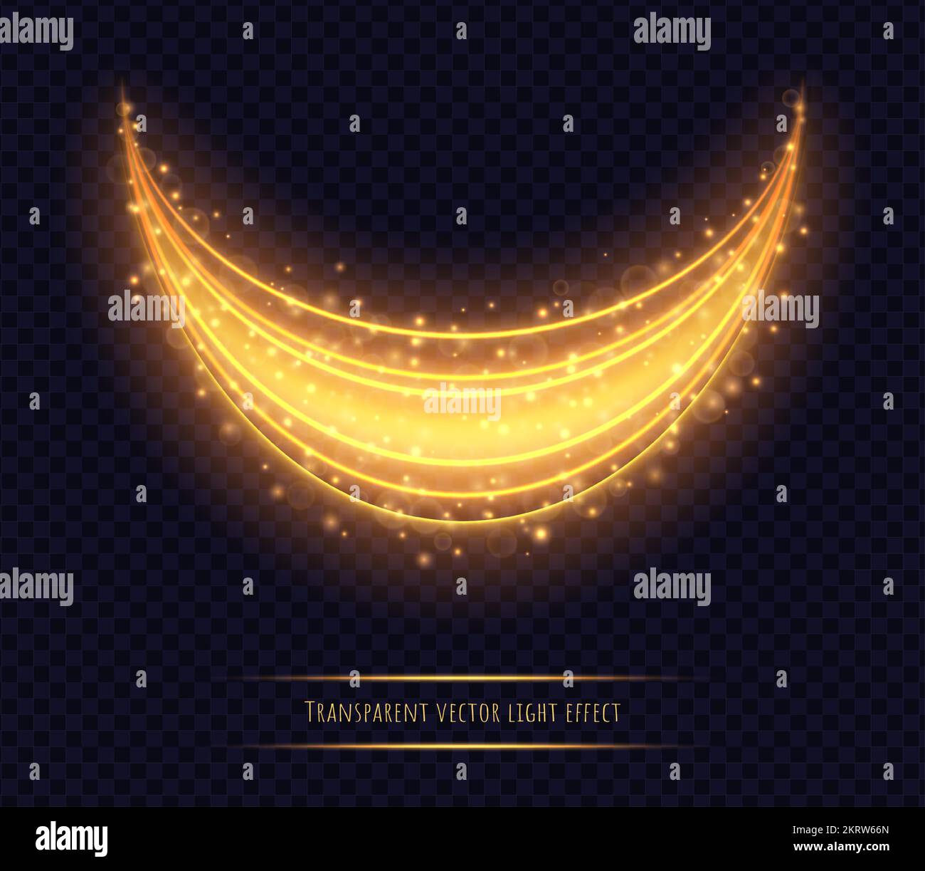 Magic golden light trail effect isolated on transparent background ...