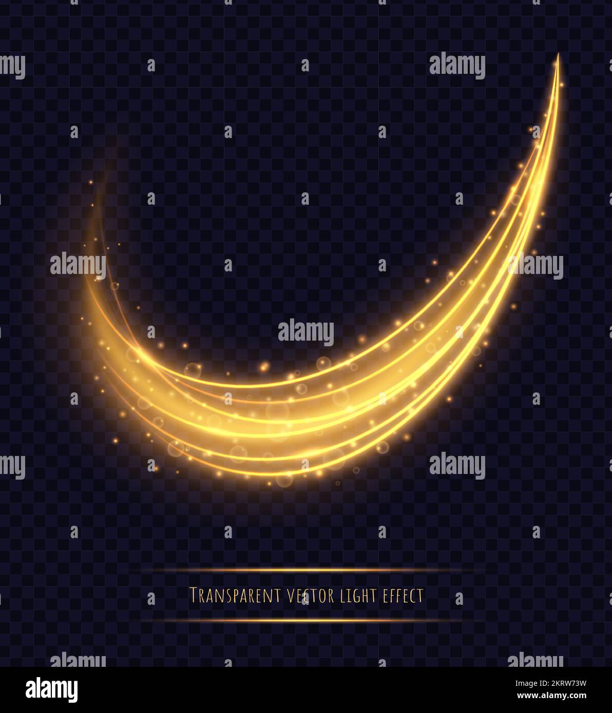 Magic golden light trail effect isolated on transparent background ...