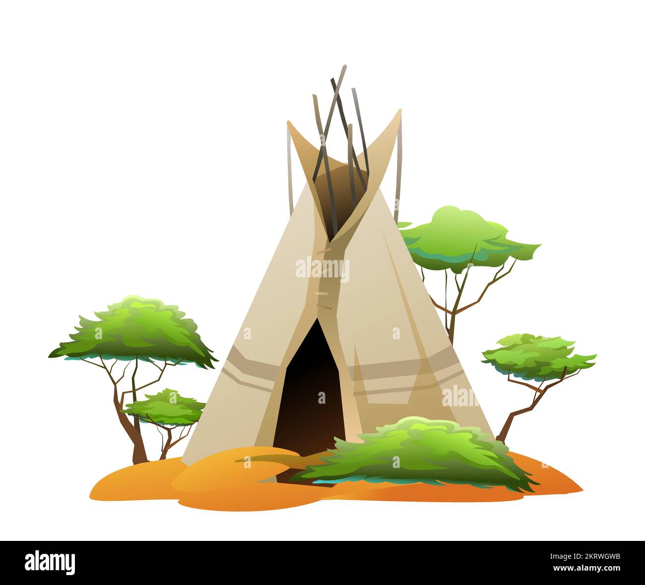 Indians wigwam hut made of felt and skins. North American tribal ...
