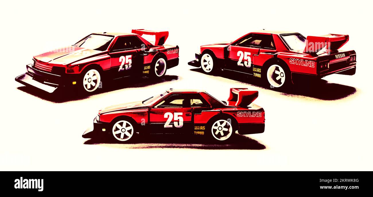 Horizontal racing art on a set of Nissan Skyline street machines in ...