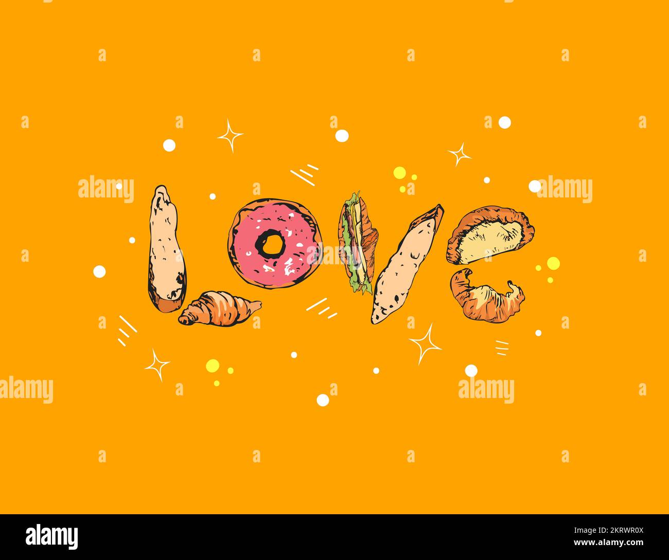 Hand drawn bakery sticker Stock Vector Images - Alamy
