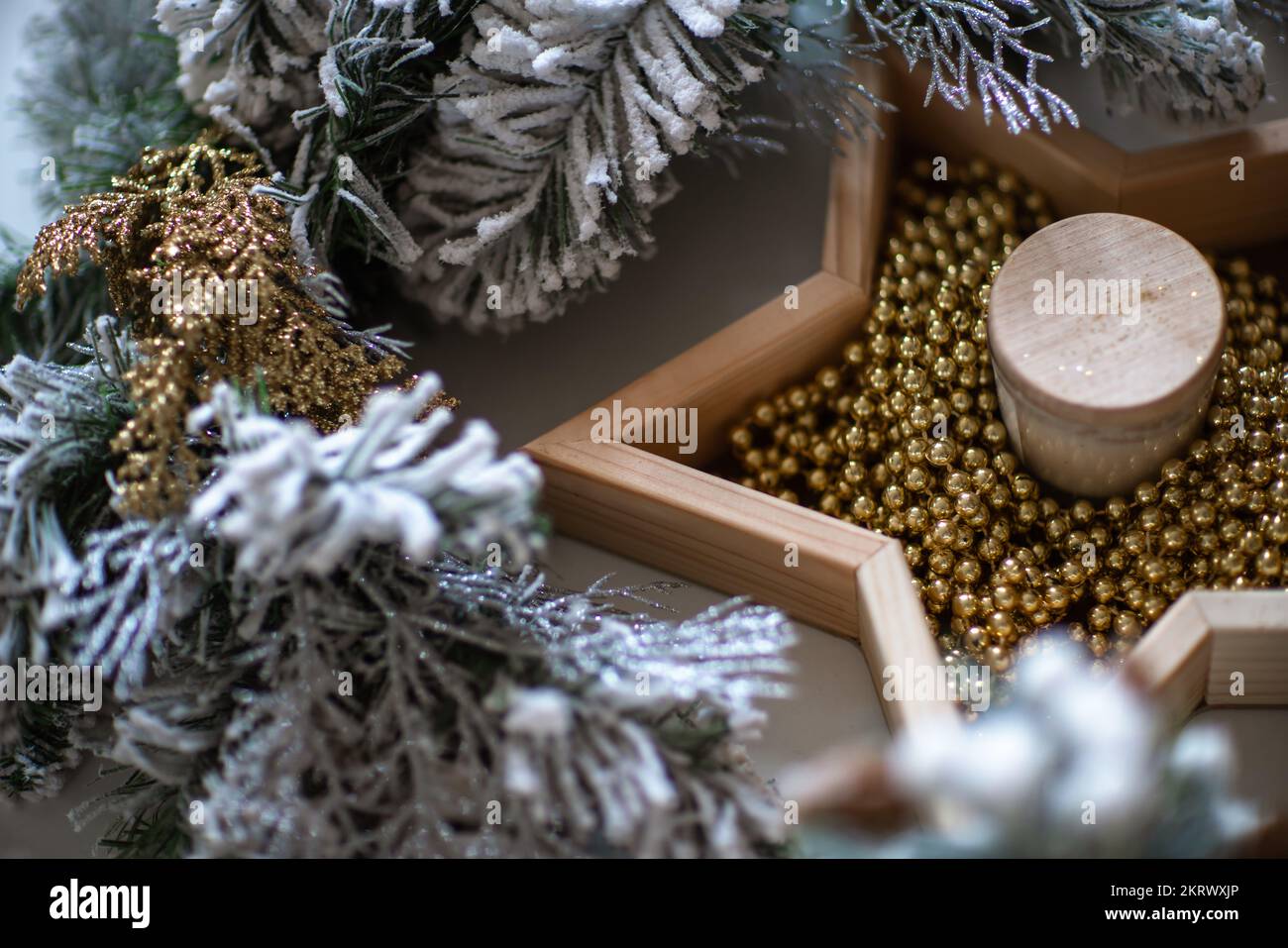 Christmas star decor on the table Stock Photo - Alamy