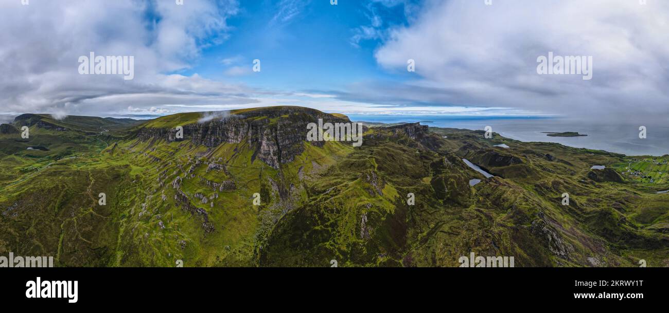 Aerial panoramic view of the scotish highlands Isle of Skye in northern ...