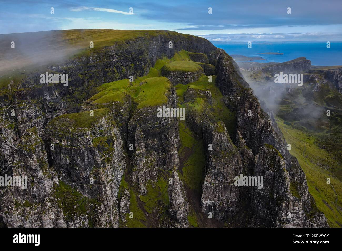 Aerial panoramic view of the scotish highlands Isle of Skye in northern ...