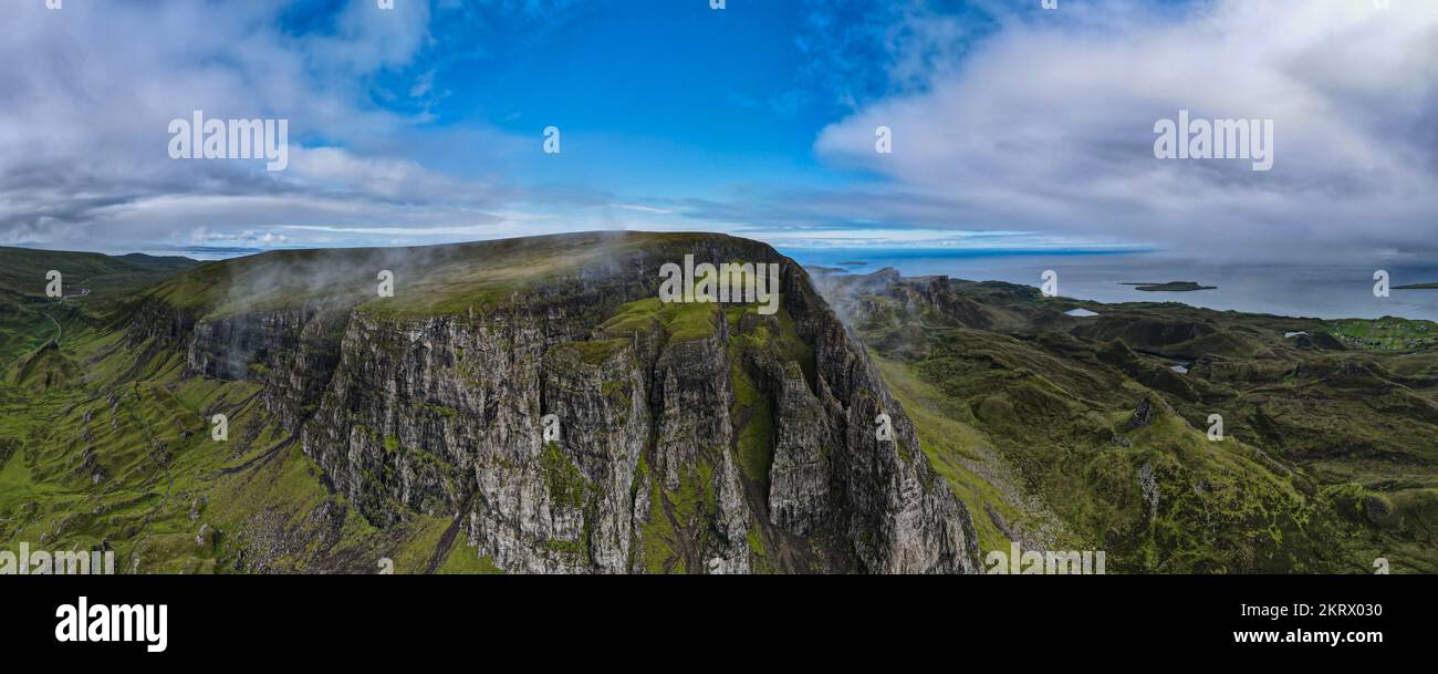 Aerial panoramic view of the scotish highlands Isle of Skye in northern ...