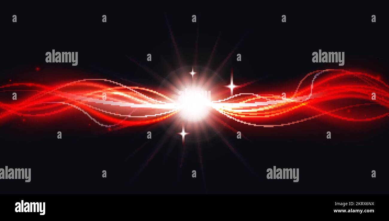 Abstract shiny red color waves connect and flow vector illustration ...