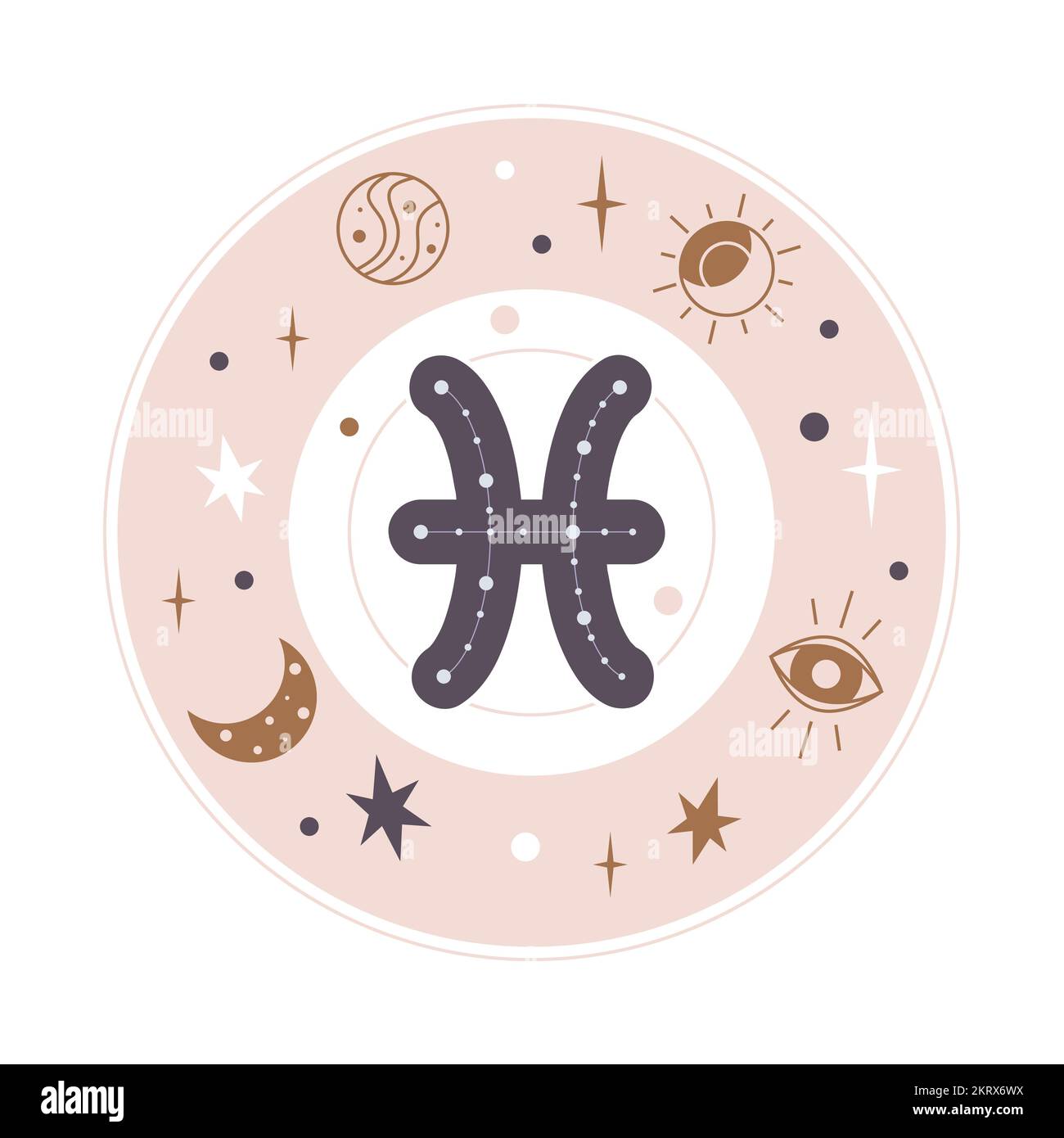 Pisces Horoscope sign vector - Zodiac astrology element. Esoteric ...