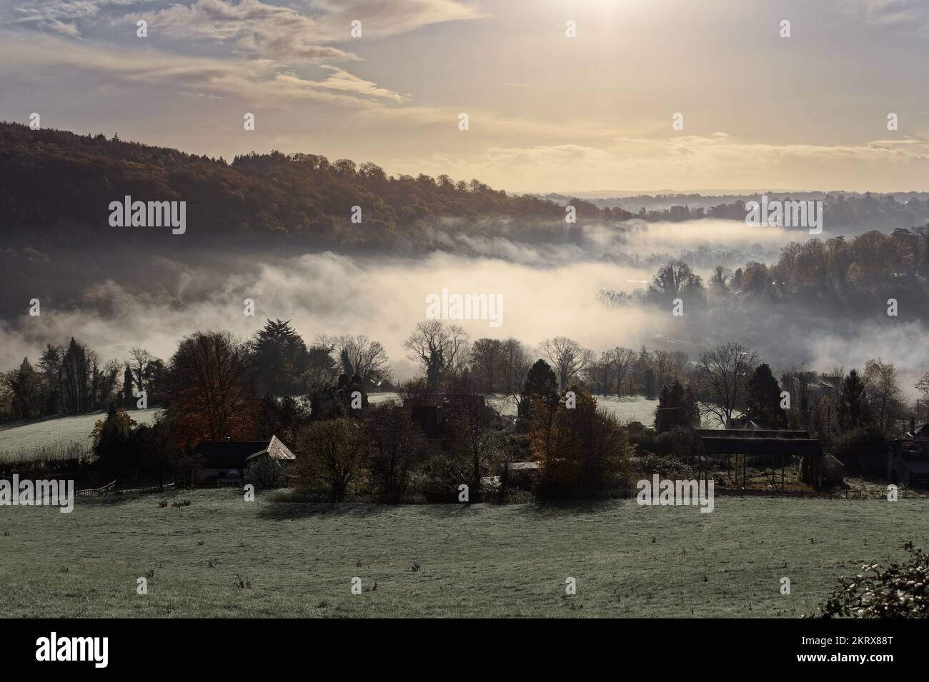 Mist in the Limpley Stoke Valley Stock Photo - Alamy