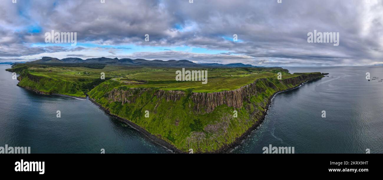 Aerial panoramic view of the scotish highlands Isle of Skye in northern ...