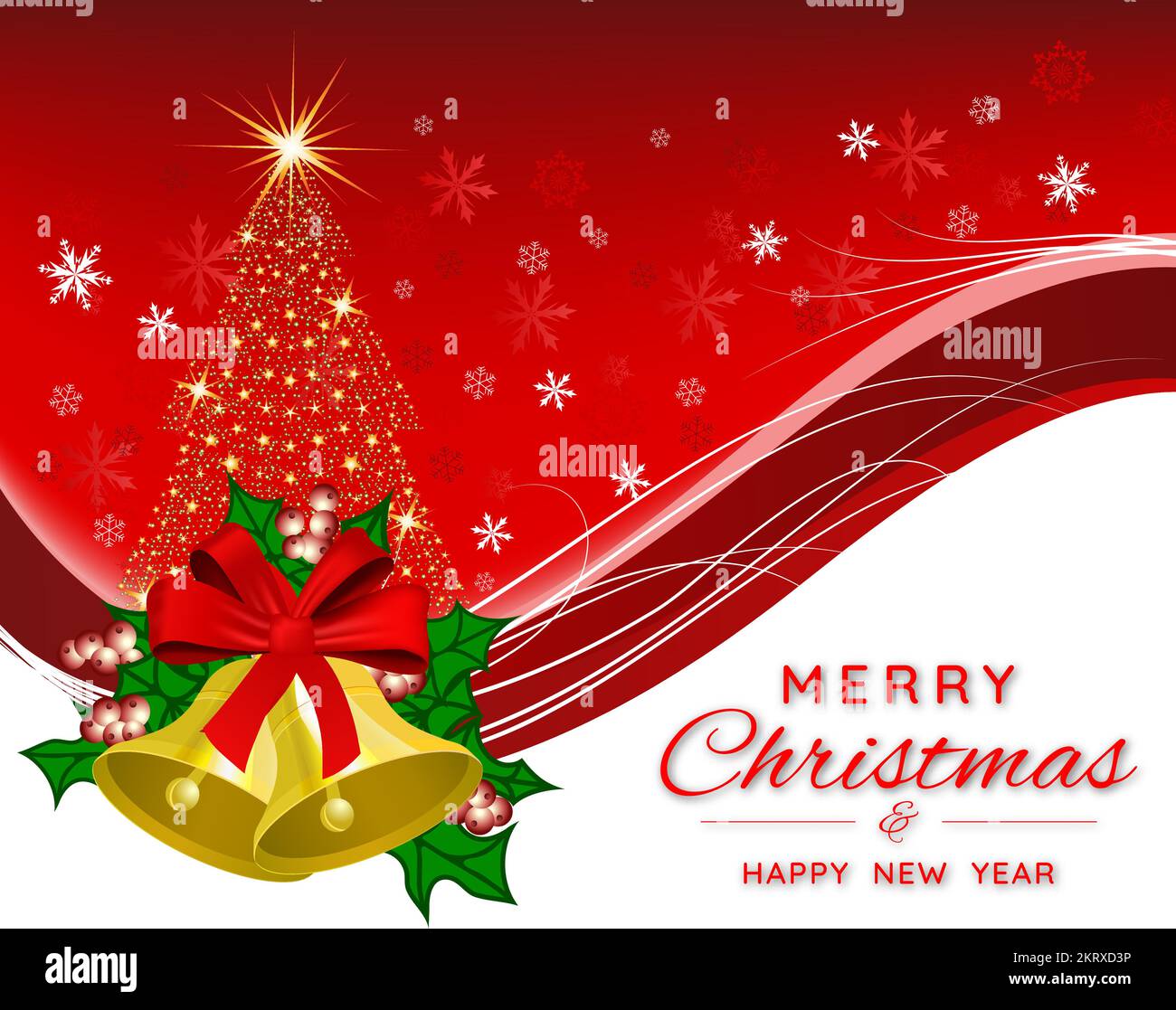 Christmas banner with fir tree from stars and bells. Christmas ...
